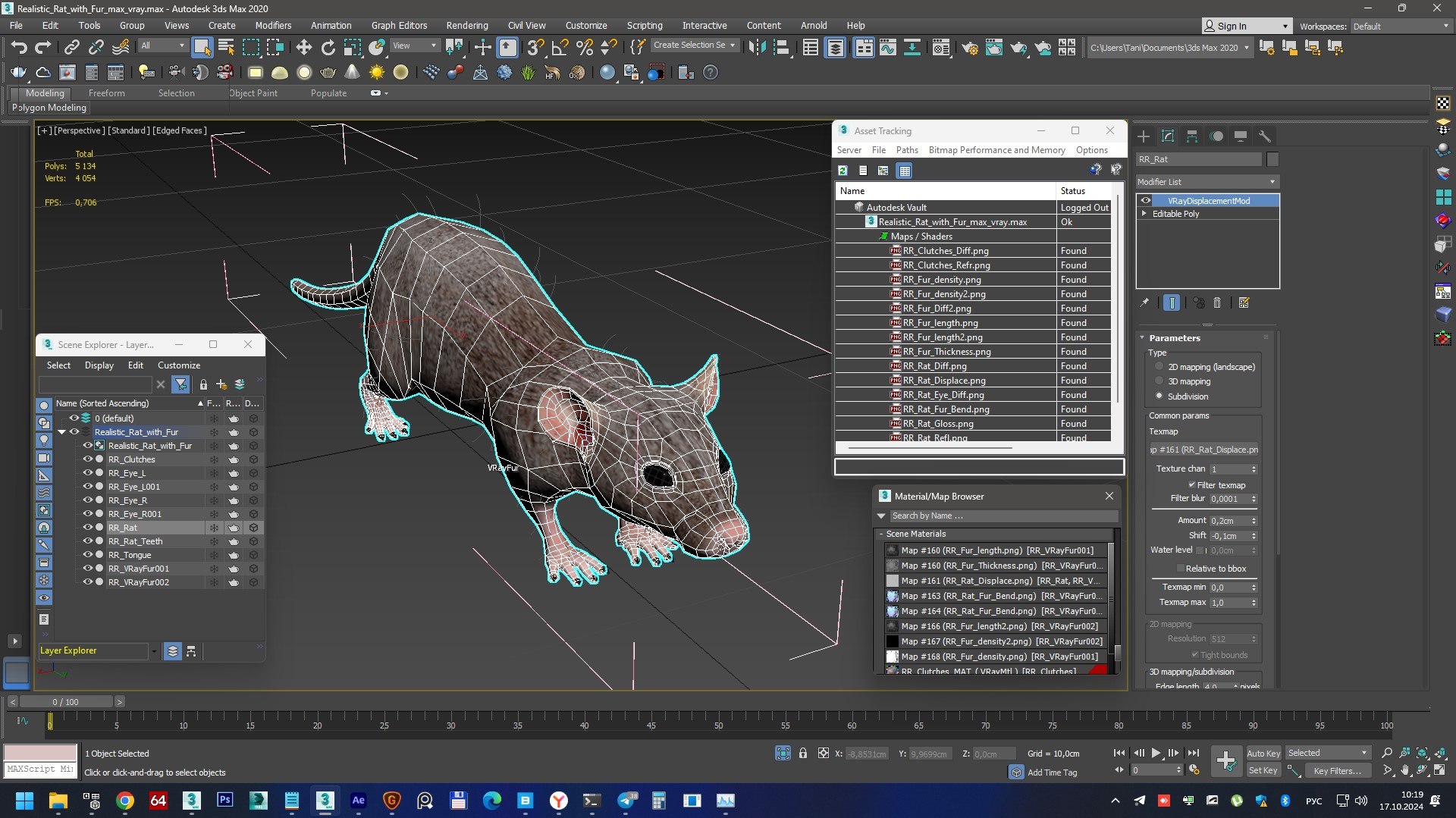 Realistic Rat With Fur 3D Model - TurboSquid 2317806