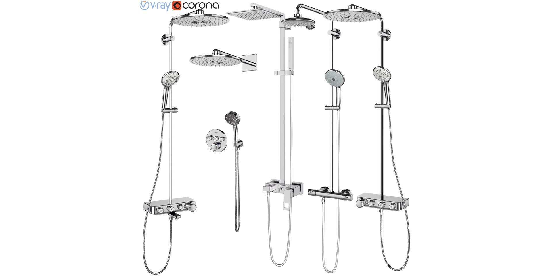 Shower Systems Grohe Set 3D Model - TurboSquid 1621766