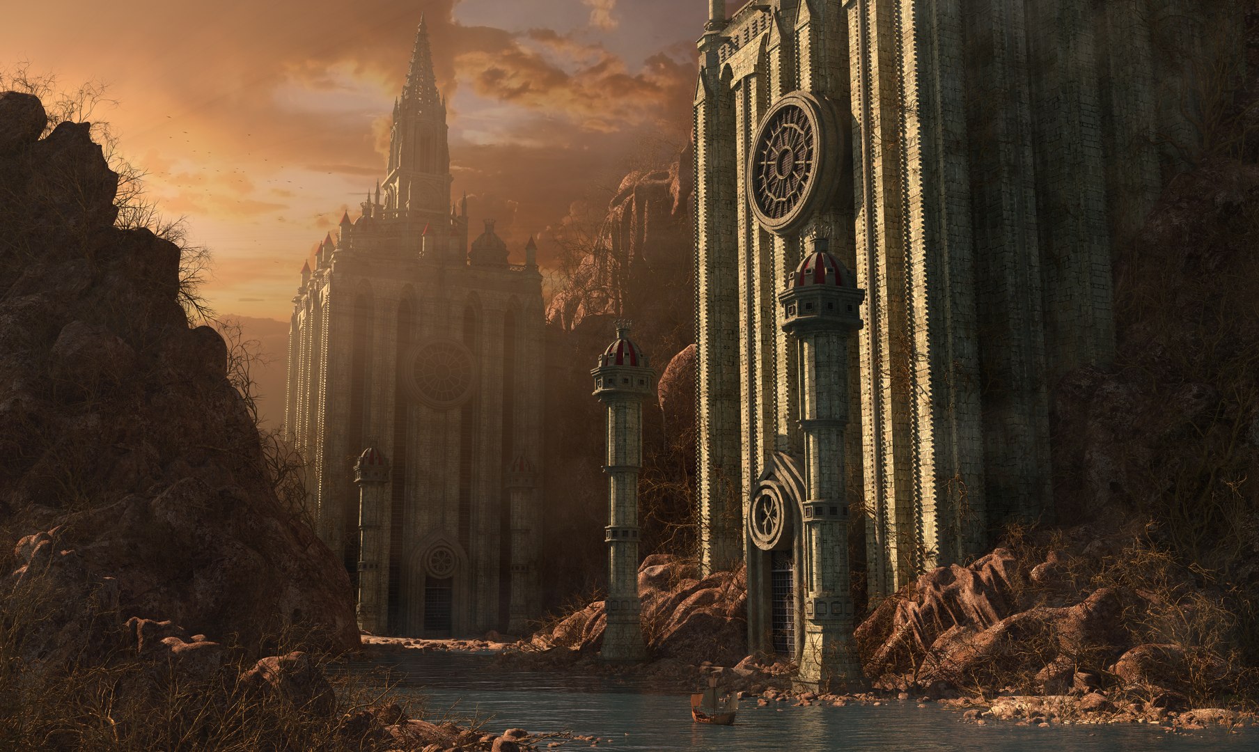 Fantasy Sunset Towers Environment 3D - TurboSquid 1887866