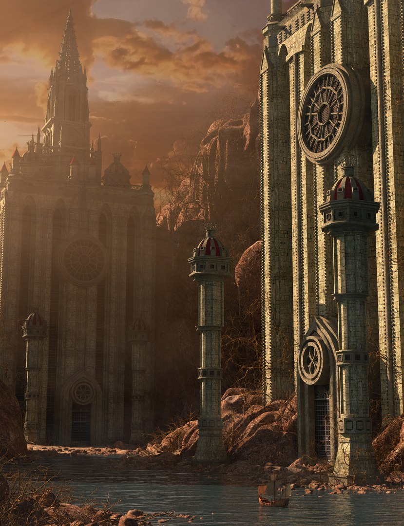 Fantasy Sunset Towers Environment 3D - TurboSquid 1887866