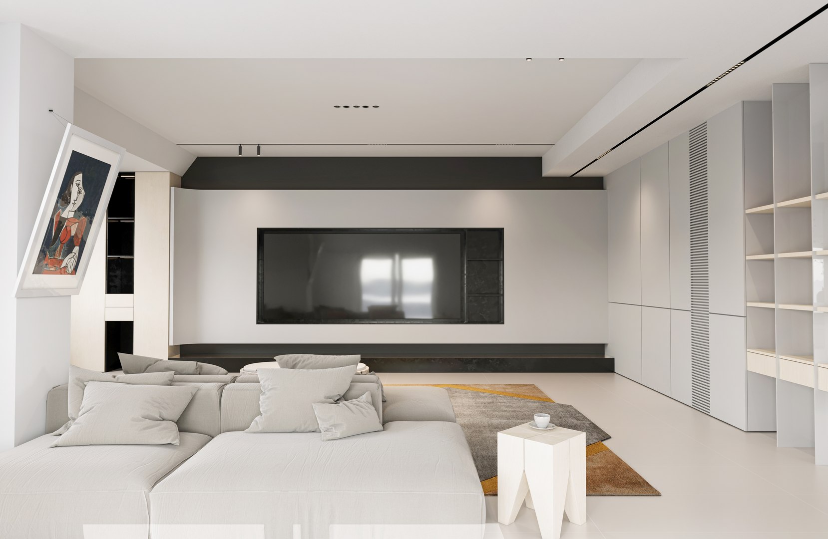 Light Colored Modern Living Room And Dining Room 3D Model - TurboSquid ...