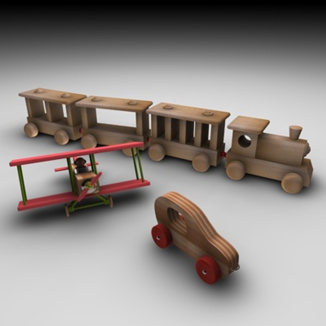 Train Airplane Toy 3d Model