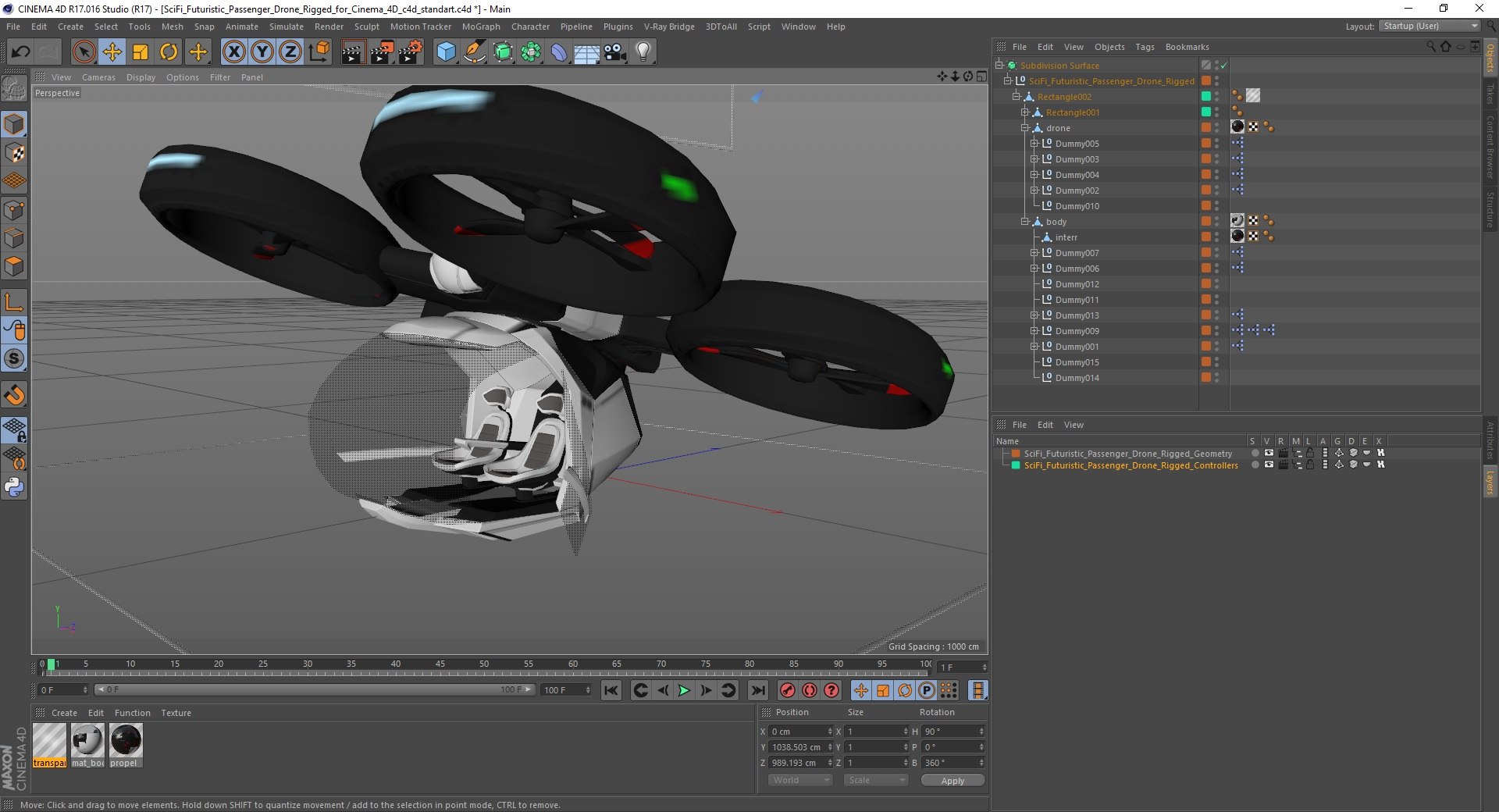 3D SciFi Futuristic Passenger Drone Rigged for Cinema 4D - TurboSquid ...