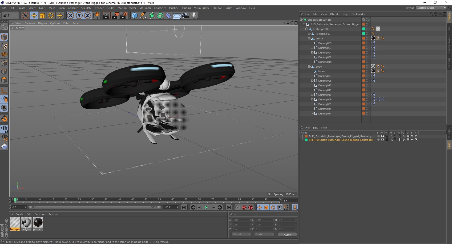 3D SciFi Futuristic Passenger Drone Rigged for Cinema 4D - TurboSquid ...