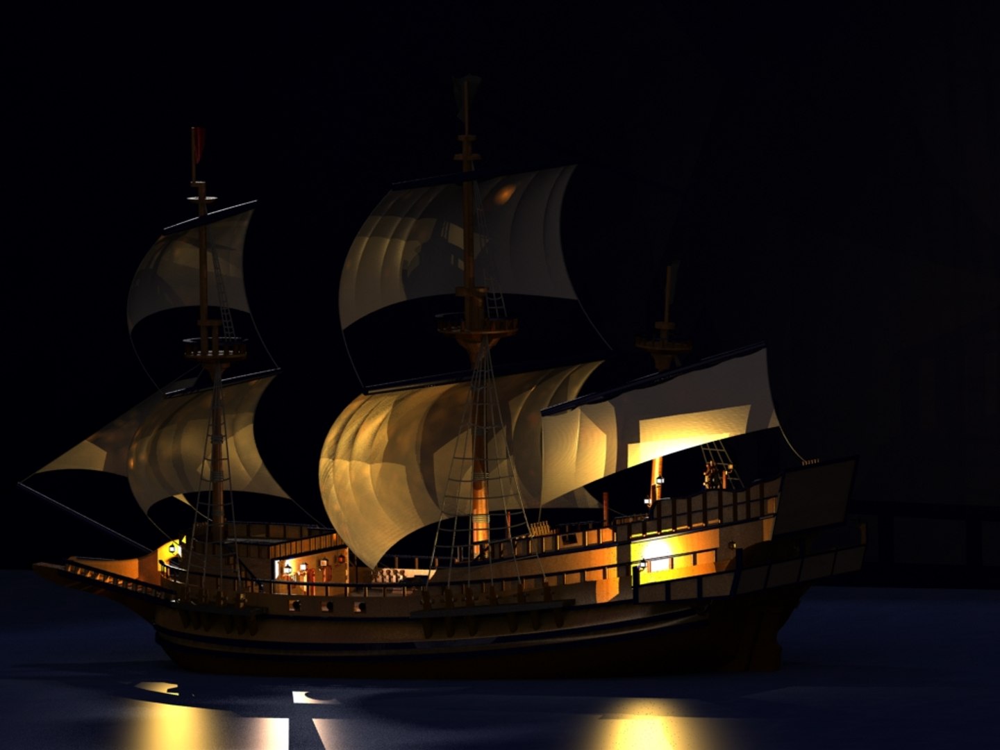 3d Santa Ship Model