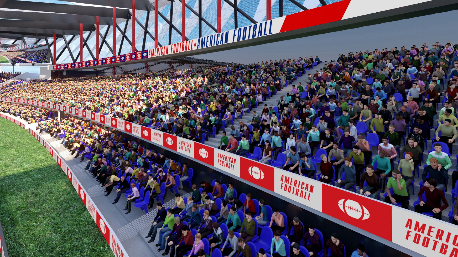 American Football Stadium With Audience Model - TurboSquid 2014883