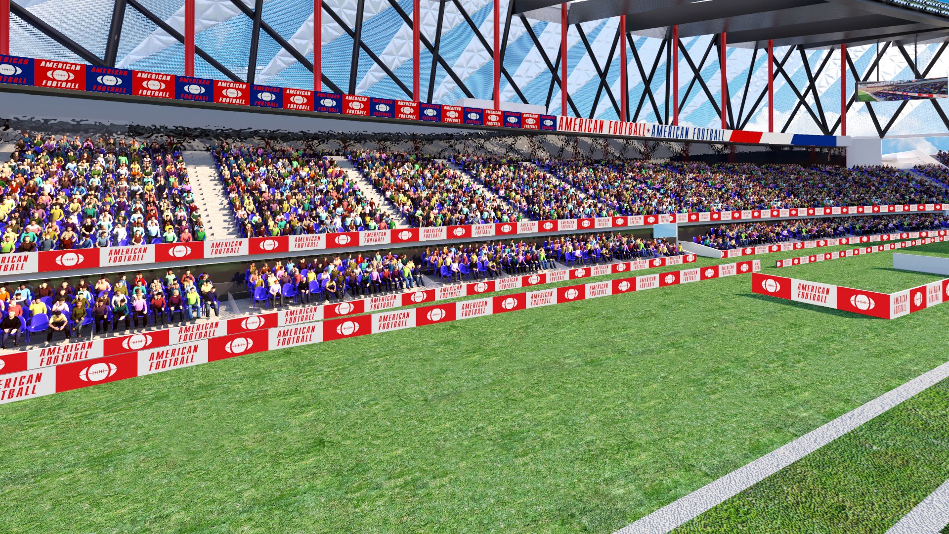 American Football Stadium With Audience Model - TurboSquid 2014883