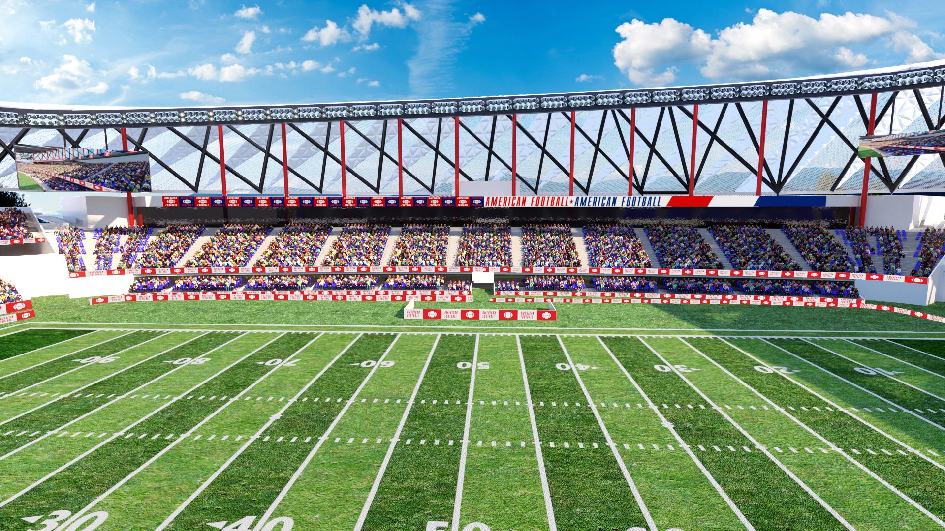 American Football Stadium With Audience Model - TurboSquid 2014883