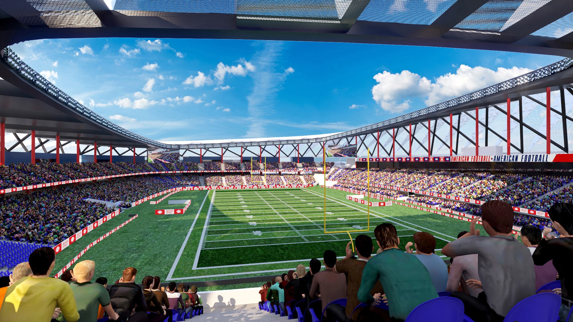 American Football Stadium With Audience Model - TurboSquid 2014883