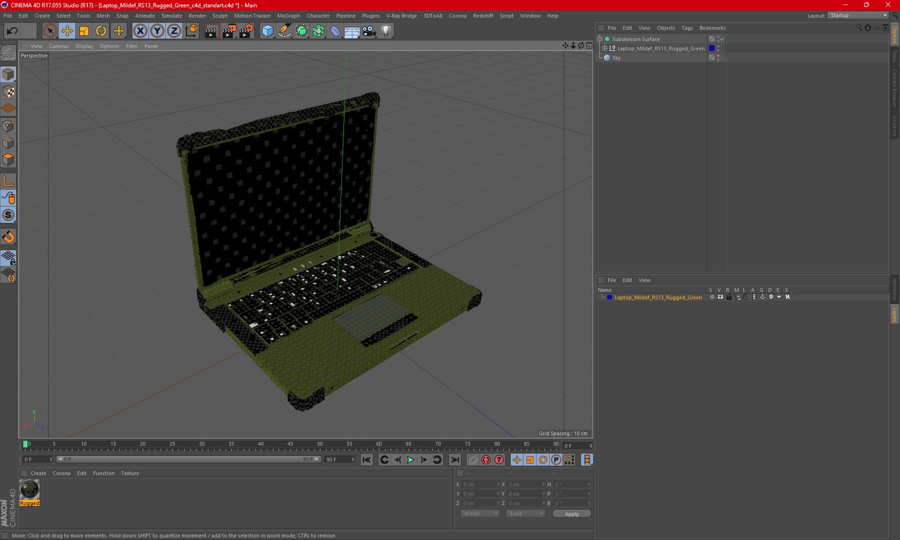 3D Laptop Mildef RS13 Rugged Green model - TurboSquid 2175129
