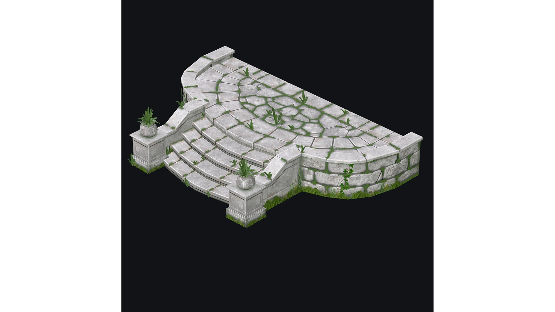 Stone Stairs Low Poly Model - TurboSquid 1861107