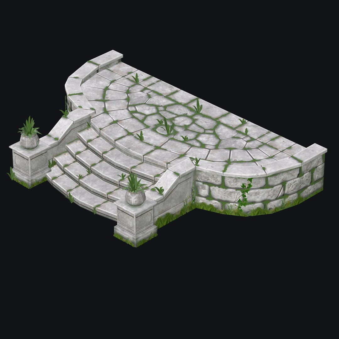 Stone Stairs Low Poly Model - TurboSquid 1861107