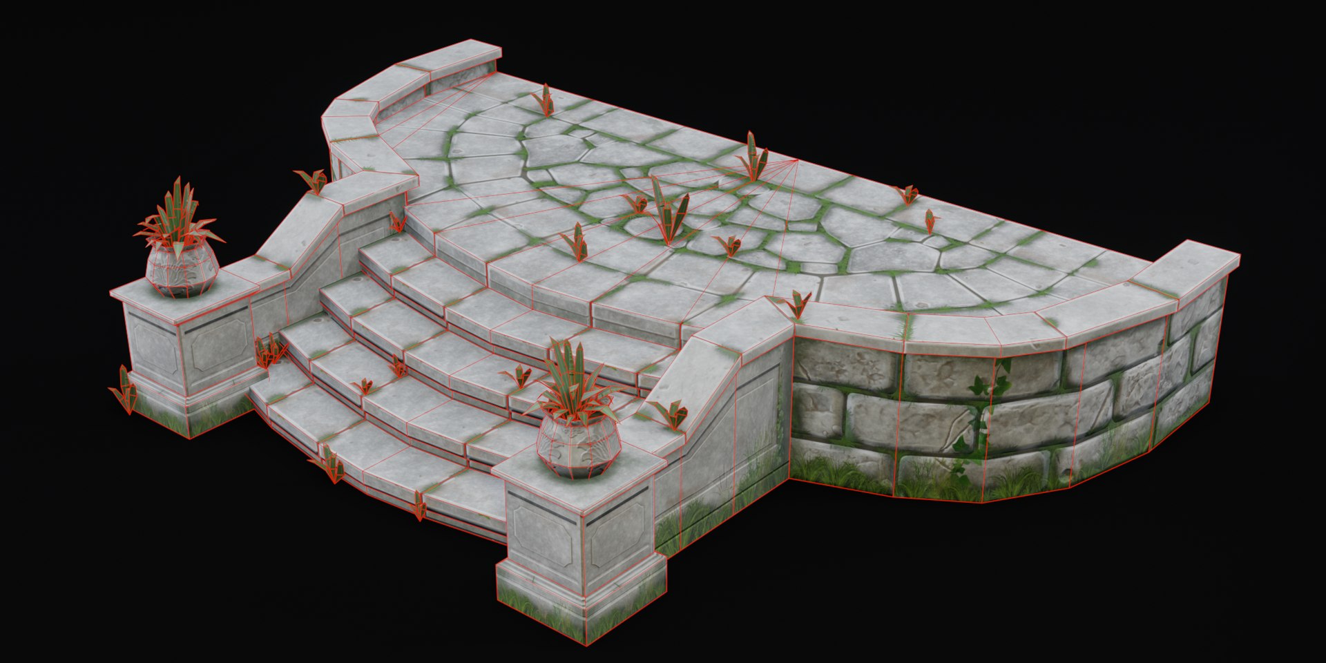 Stone Stairs Low Poly Model - TurboSquid 1861107