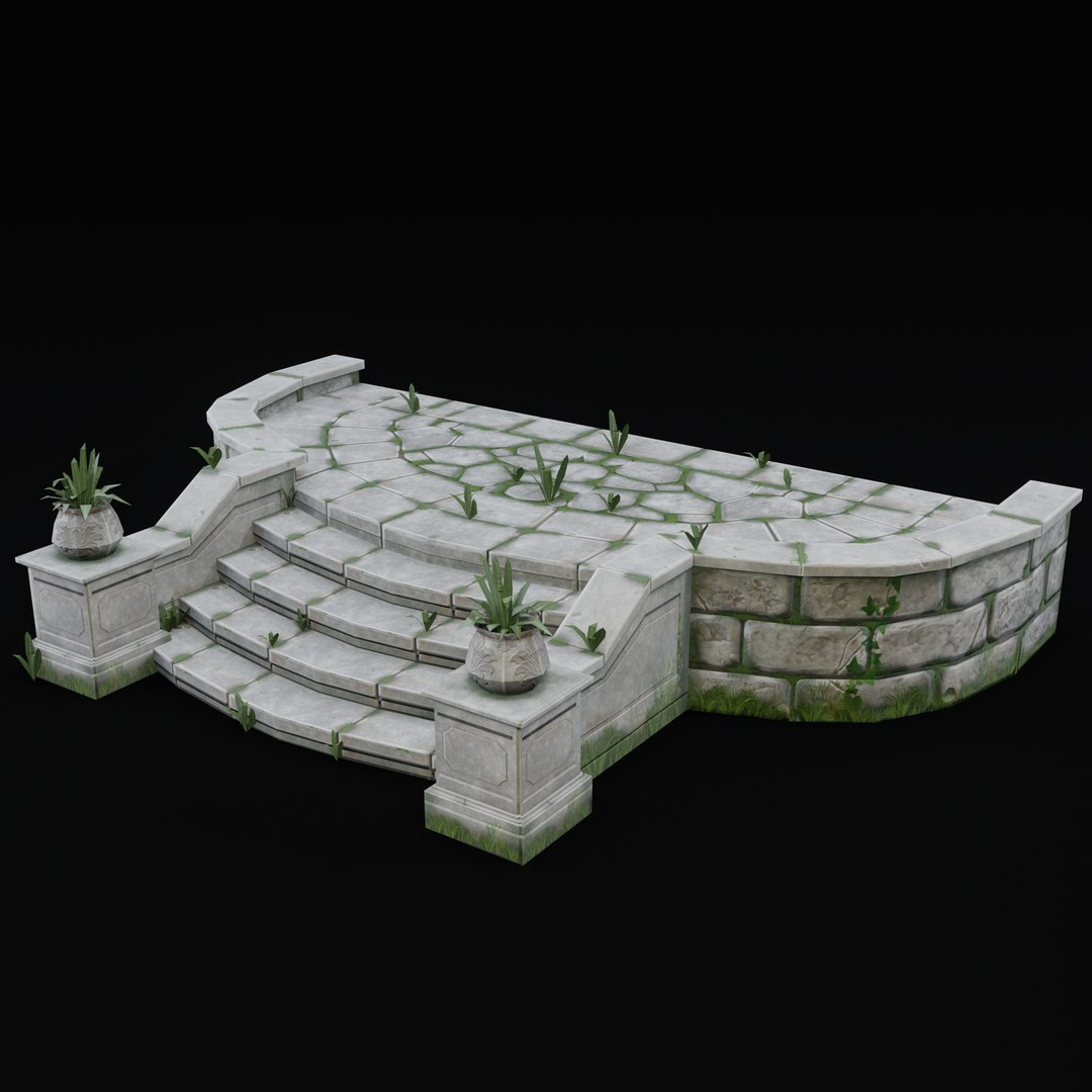 Stone Stairs Low Poly Model - TurboSquid 1861107