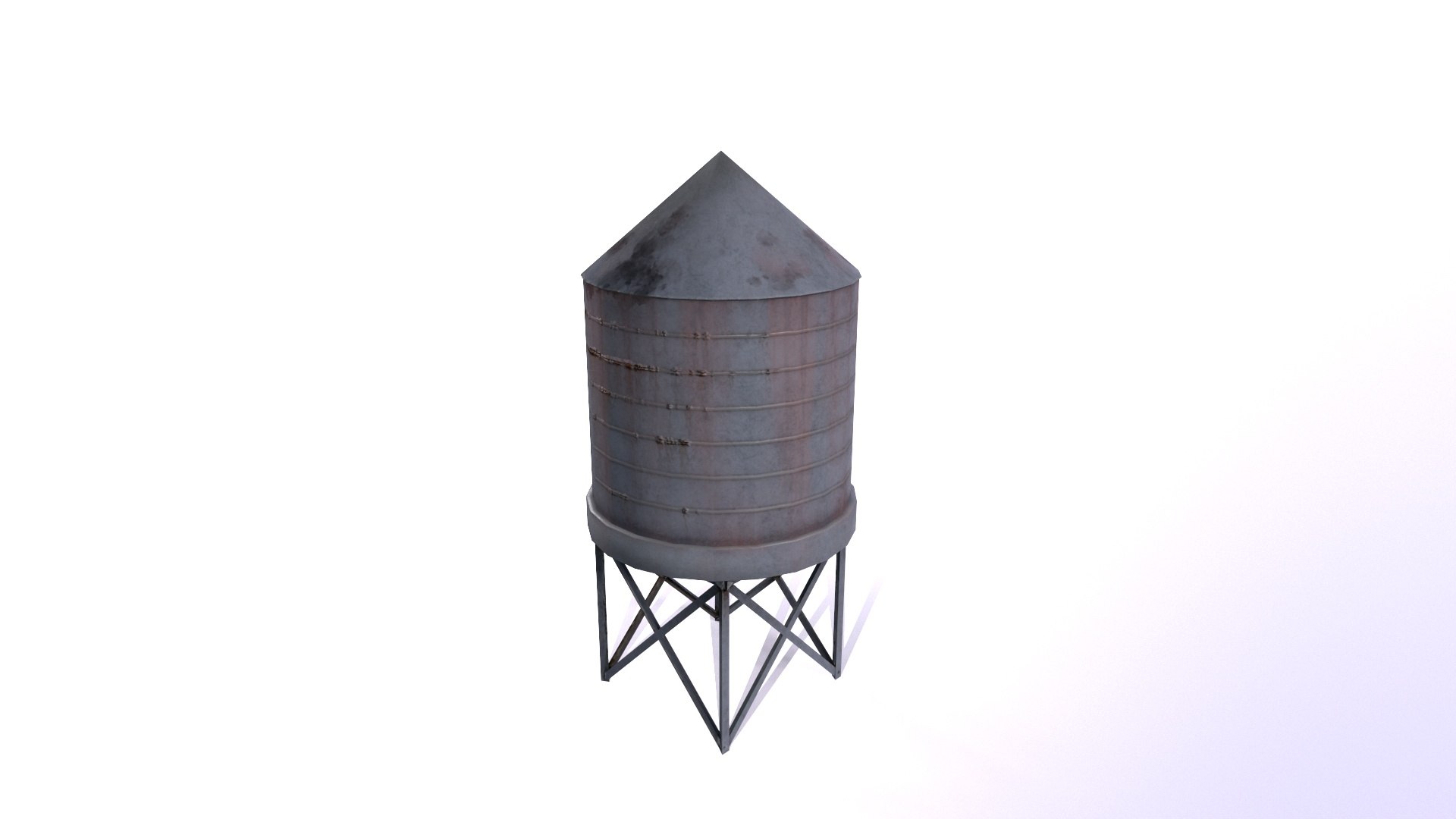 Lowpoly Roof Water Tower Tank in New York City Style Low-poly 3D model ...
