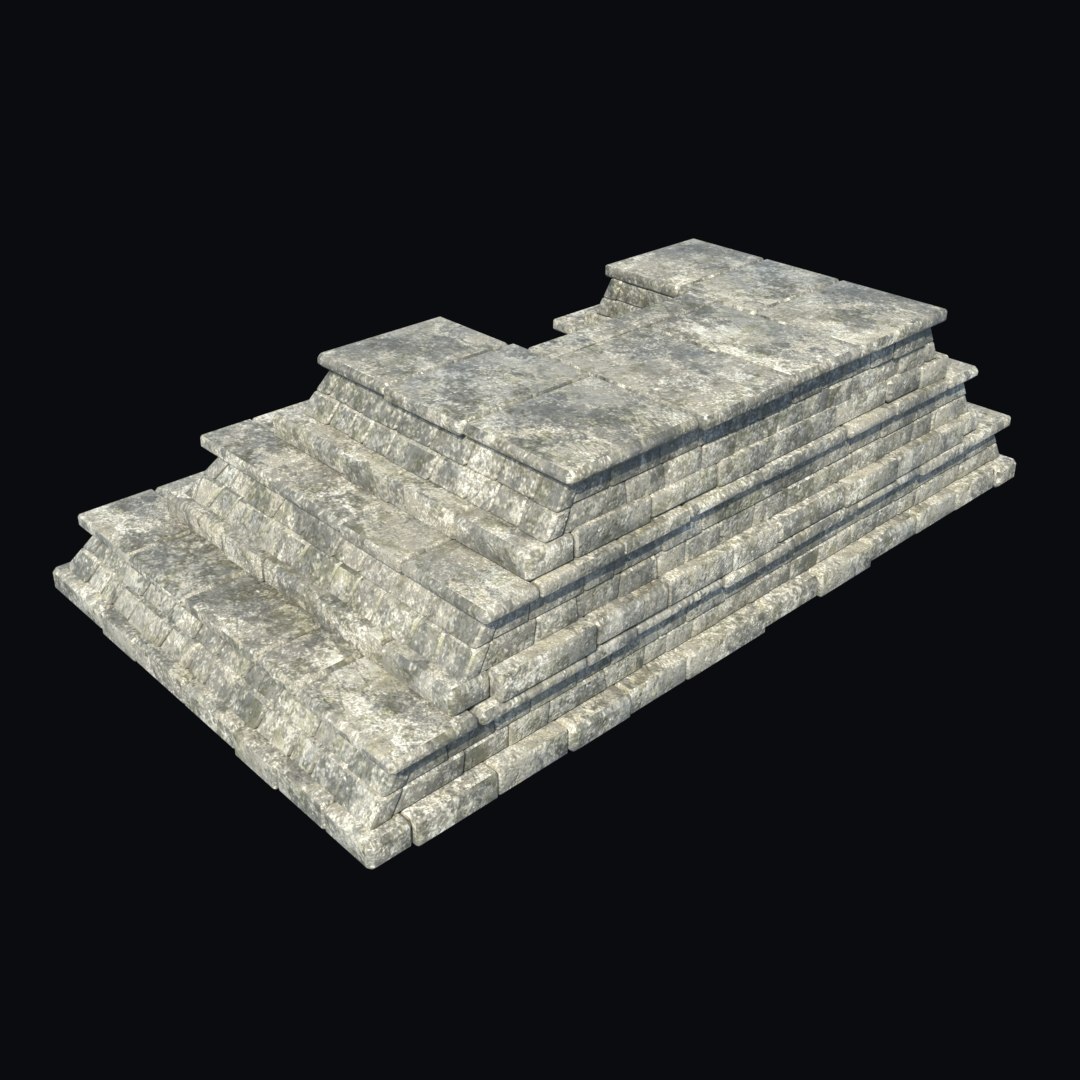 TEMPLE ANCIENT AZTEC MAYAN INCA STONE PLATFORM STAIRS COLLECTION 3D ...