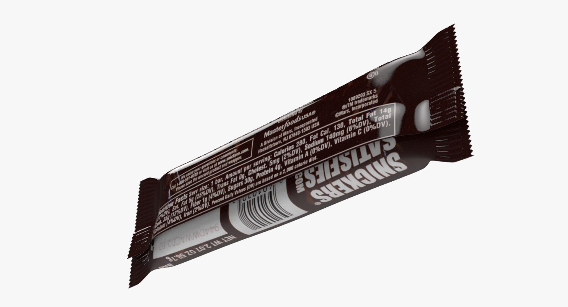 3d Chocolate Snickers Bar Model