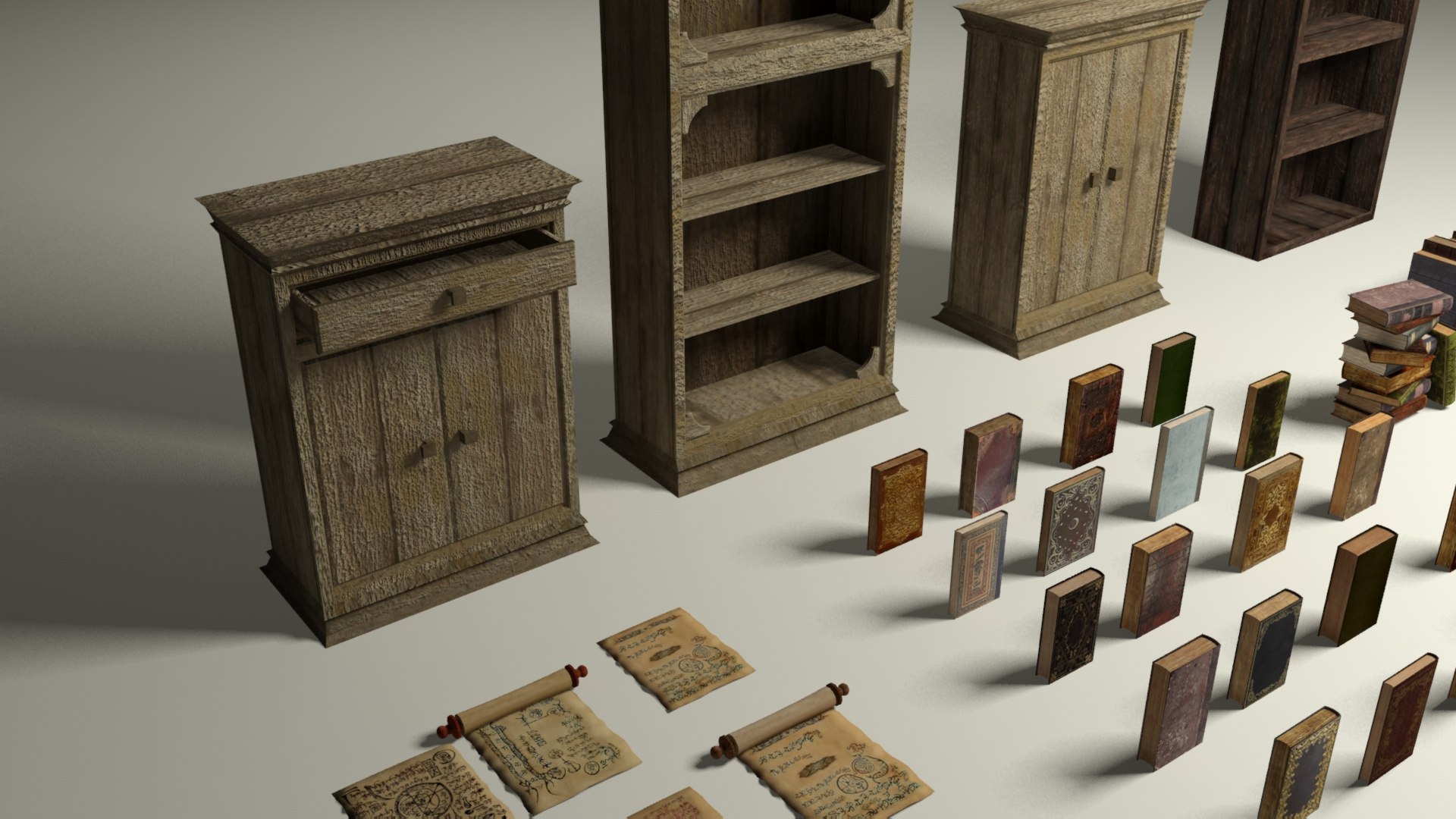 Books ancient bookcases shelfs 3D model - TurboSquid 1703168