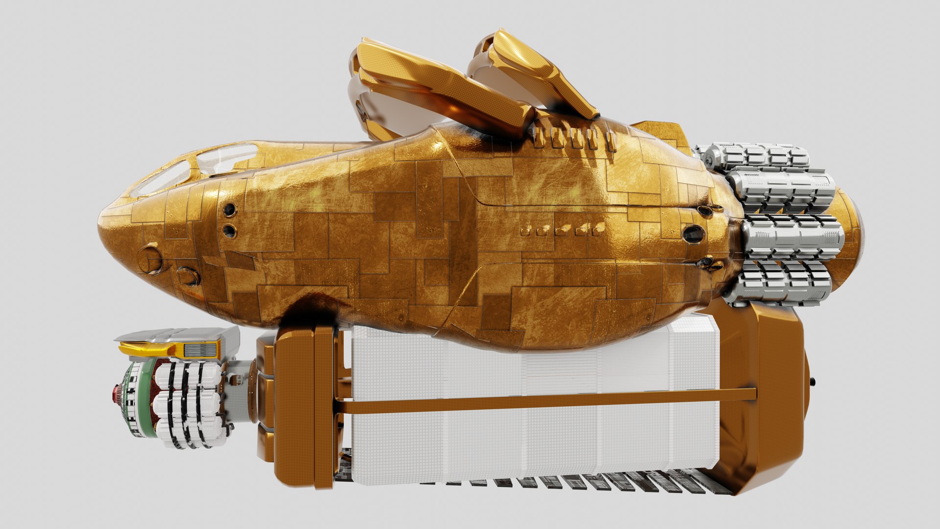 3D Luxury Sci Fi Shuttle 3D Model Golden Space Freighter - TurboSquid ...