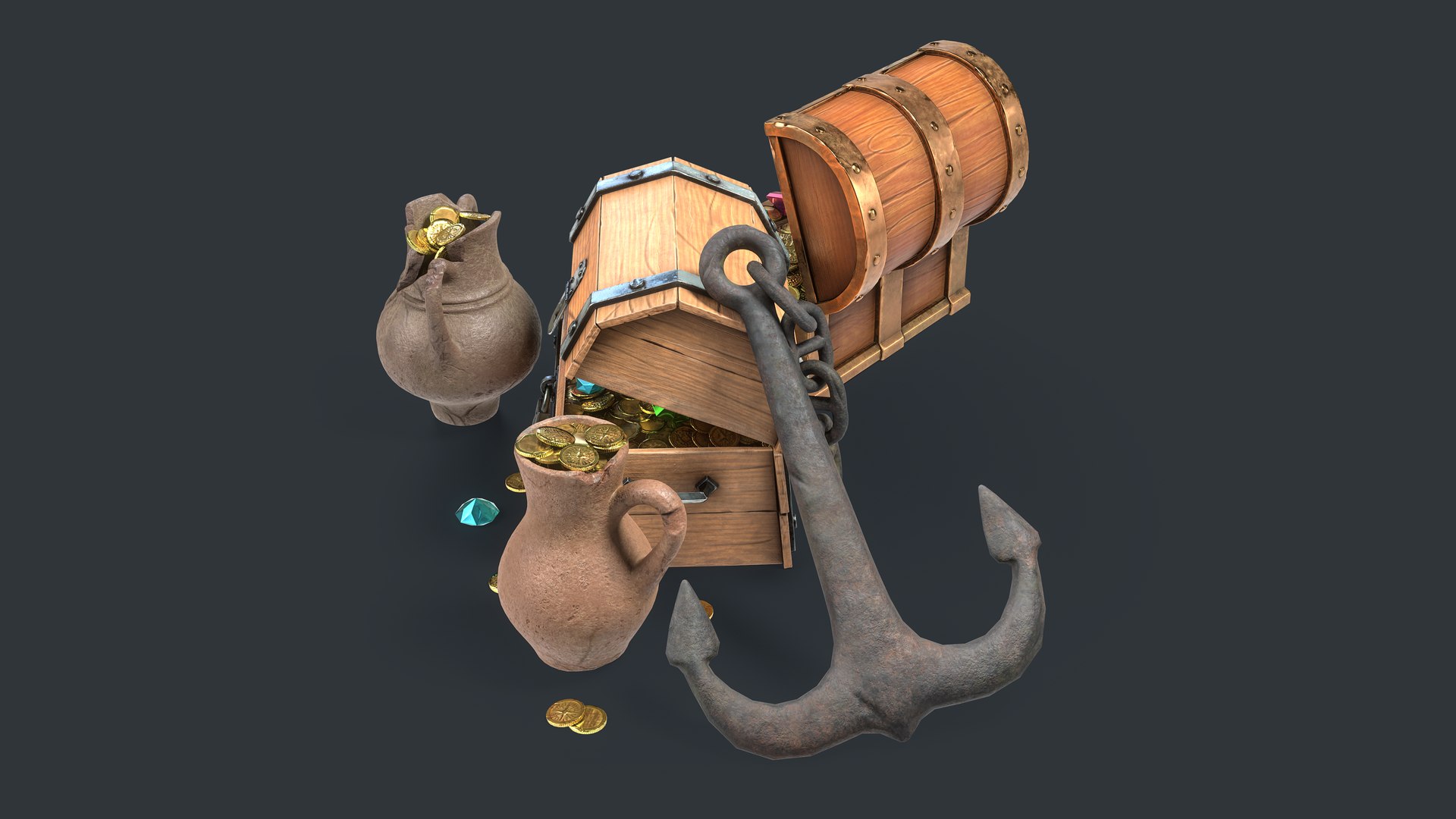3D Stylized Pirate Treasure model - TurboSquid 2157672