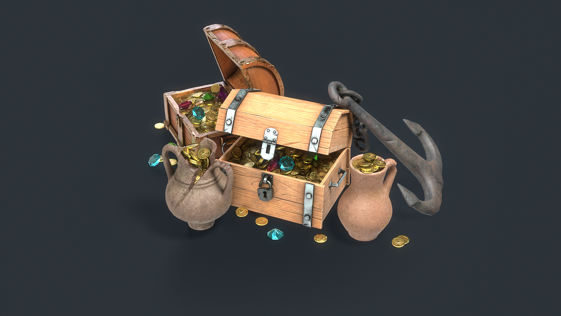 3D Stylized Pirate Treasure model - TurboSquid 2157672
