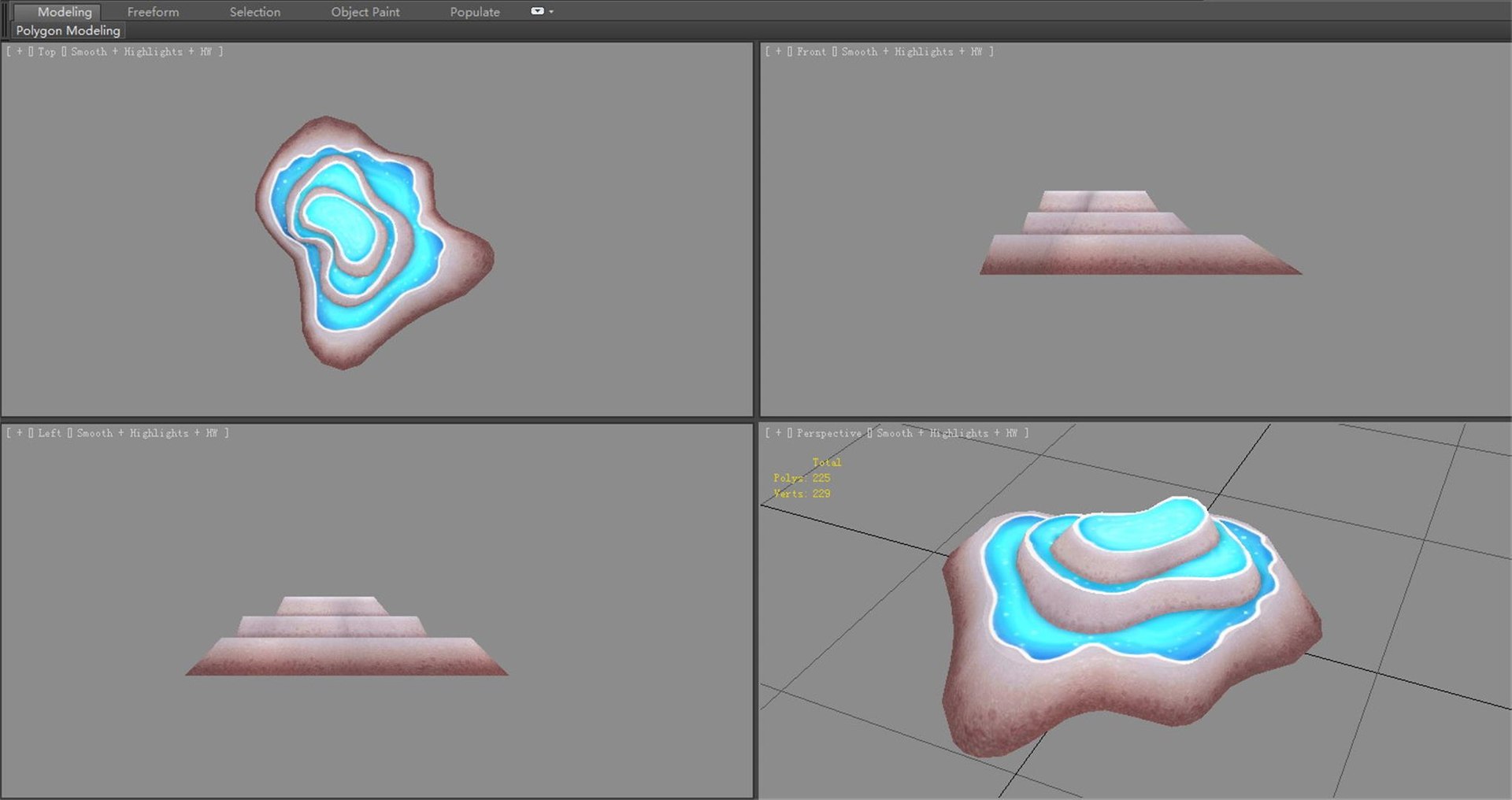 3D Cartoon Pond Mountain - Hot Spring - Rock - Stone Model - TurboSquid ...