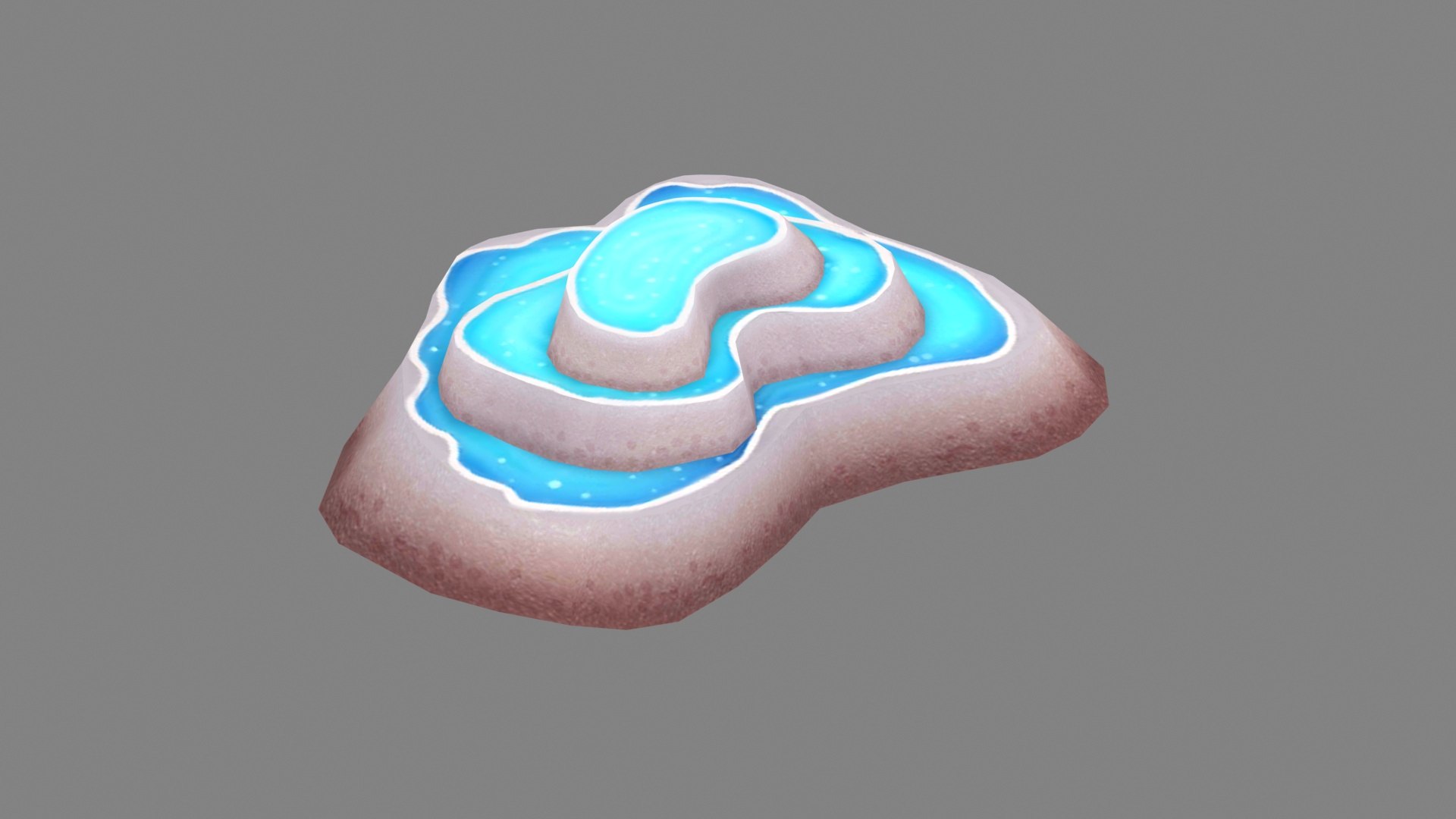 3D Cartoon Pond Mountain - Hot Spring - Rock - Stone Model - TurboSquid ...