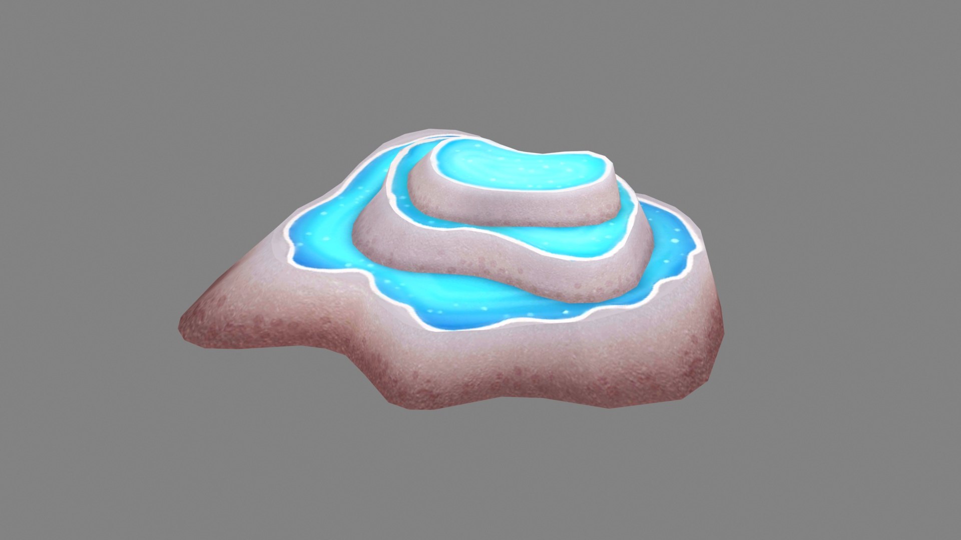 3D Cartoon Pond Mountain - Hot Spring - Rock - Stone Model - TurboSquid ...