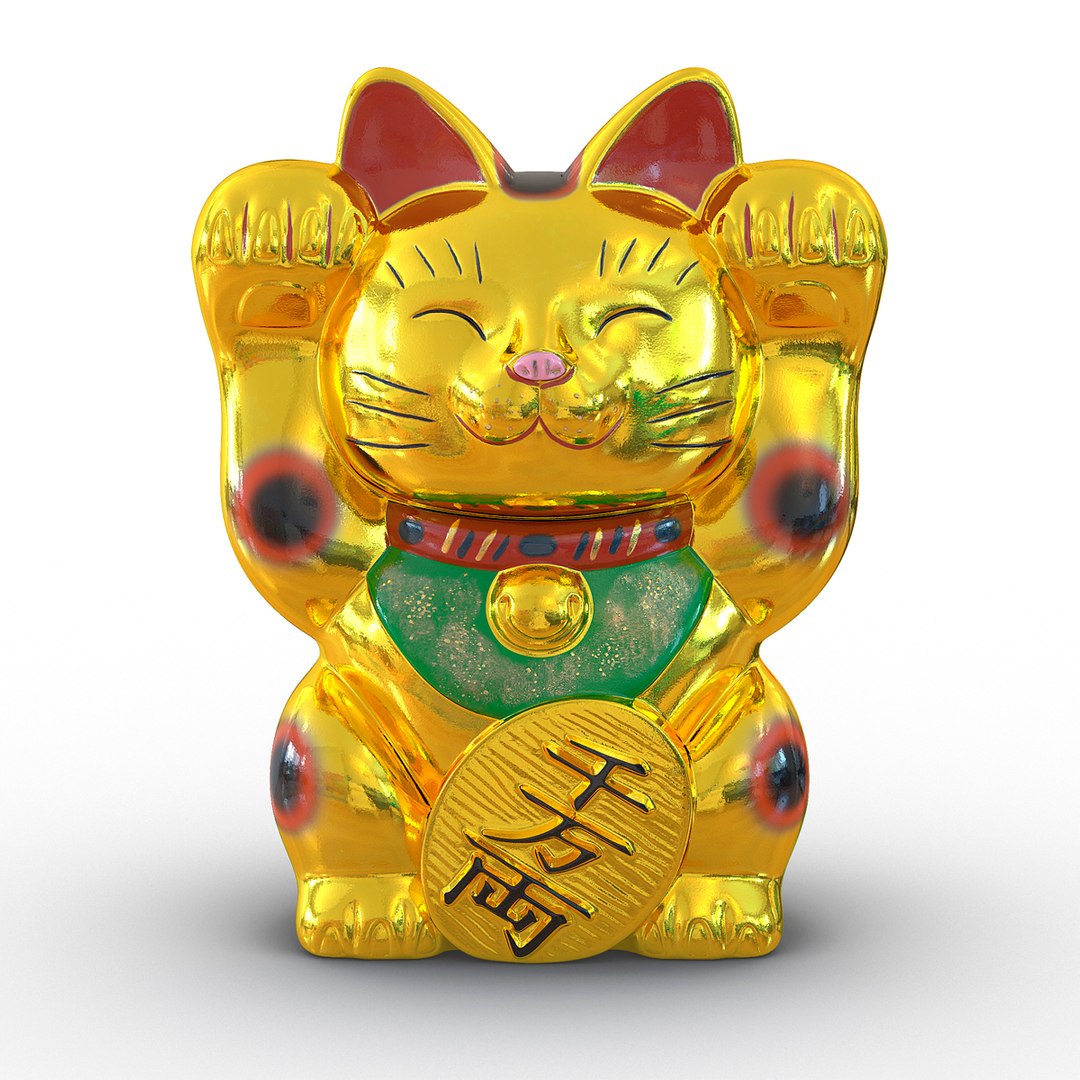 3d model of maneki neko golden