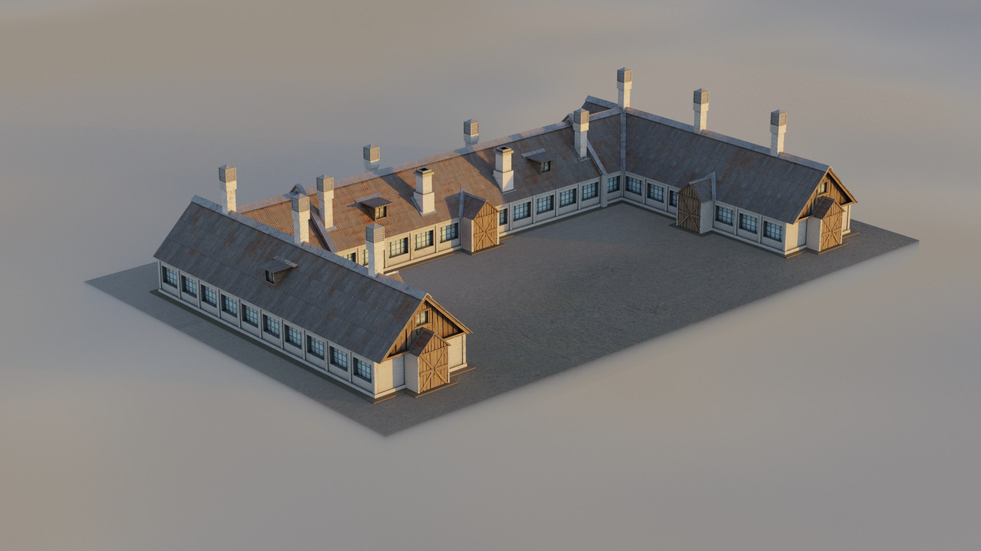 Agricultural Rural Industrial Building Sheepfold Cowshed 3D ...