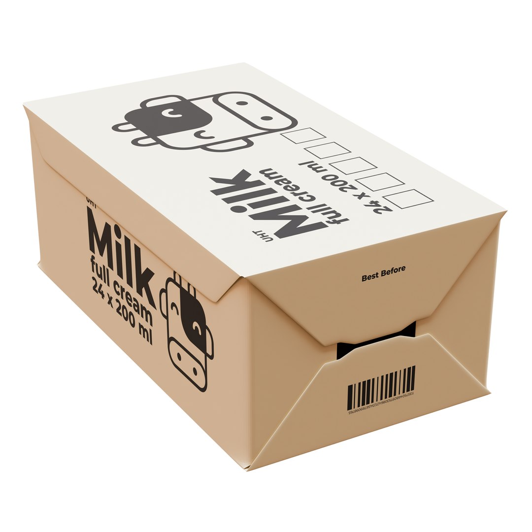 3D Milk Carton Package 24 X 200 Ml - TurboSquid 2323933
