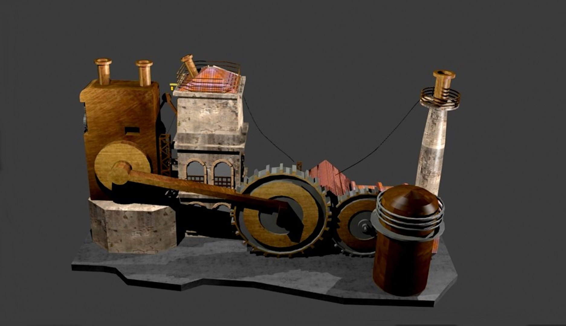 3D Steampunk Industrial Factory Model - TurboSquid 2311345