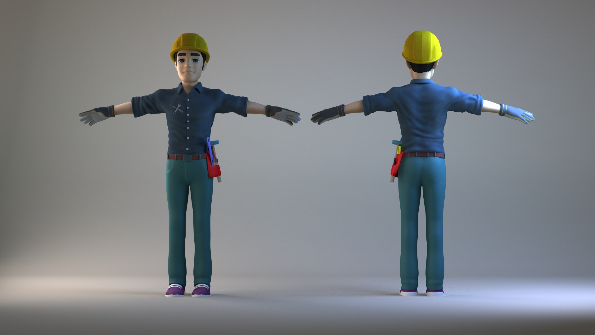 Cartoon Character Man Guy Repaire Dirt Service Old Fantasy 3D Model ...