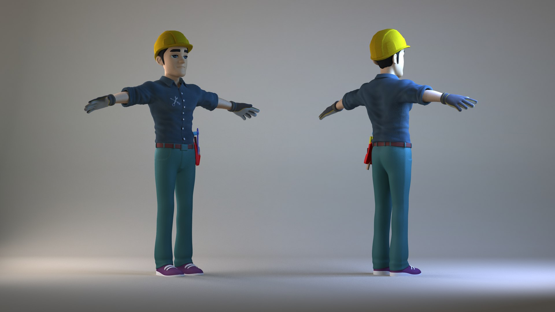 Cartoon Character Man Guy Repaire Dirt Service Old Fantasy 3D Model ...