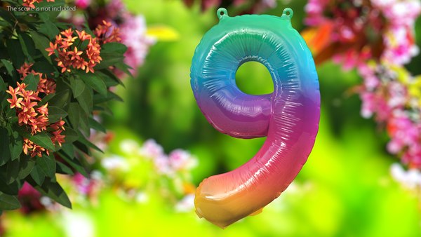 Balloon Numbers 9 Rainbow 3D model - TurboSquid 1818348