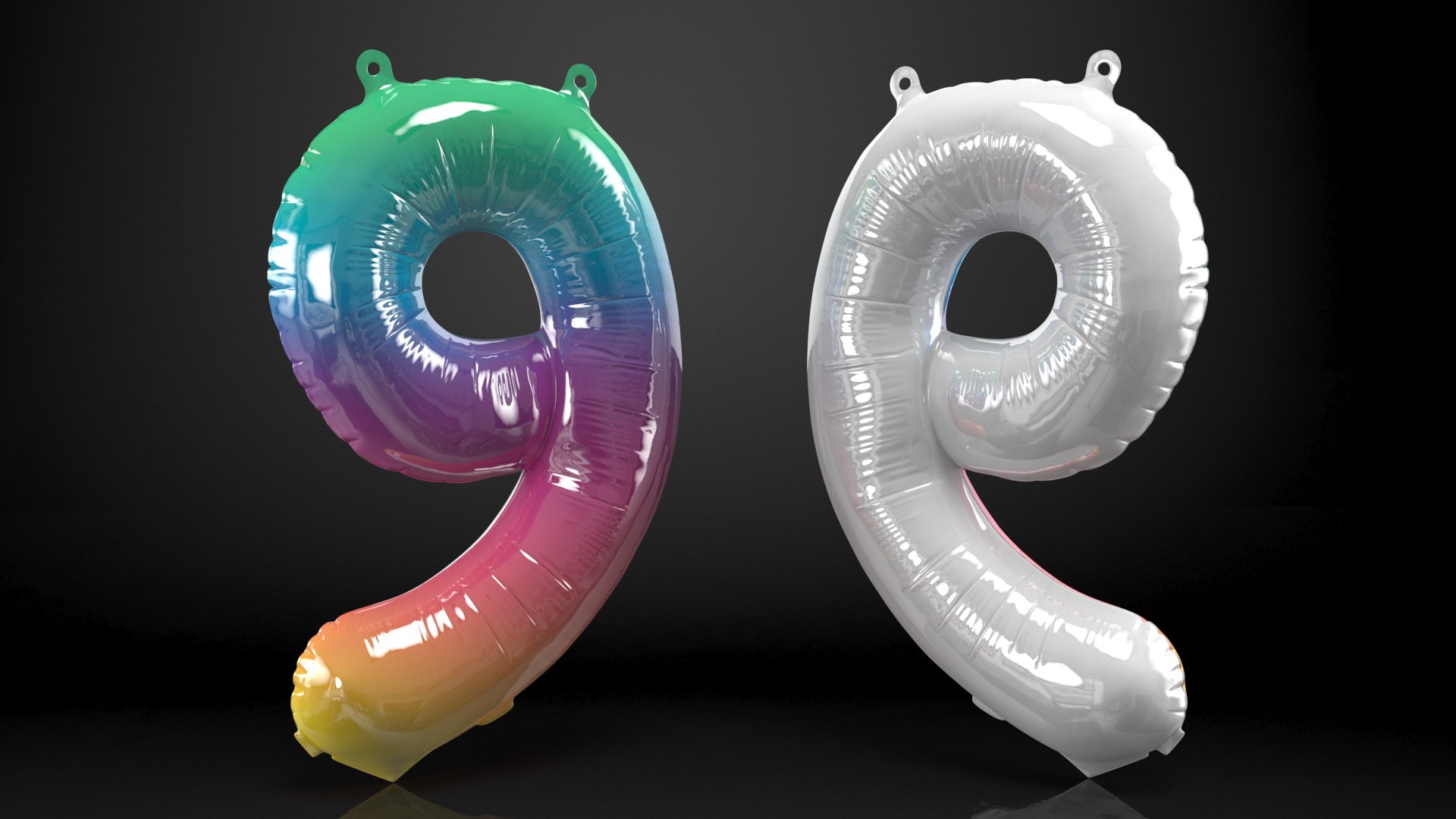 Balloon Numbers 9 Rainbow 3D Model - TurboSquid 1818348