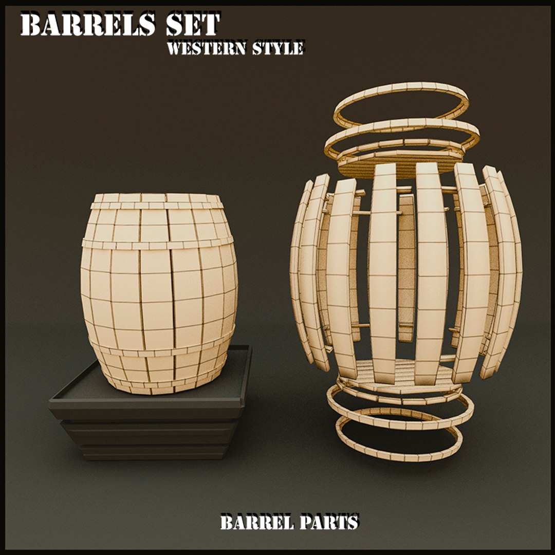 3d Set Barrels Model