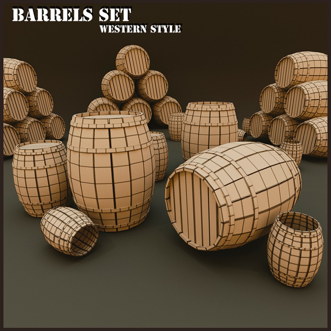 3d Set Barrels Model