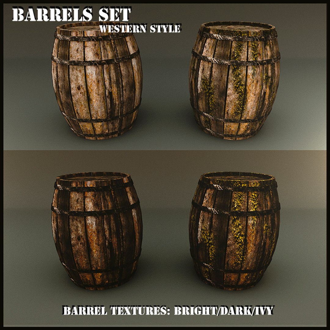 3d Set Barrels Model