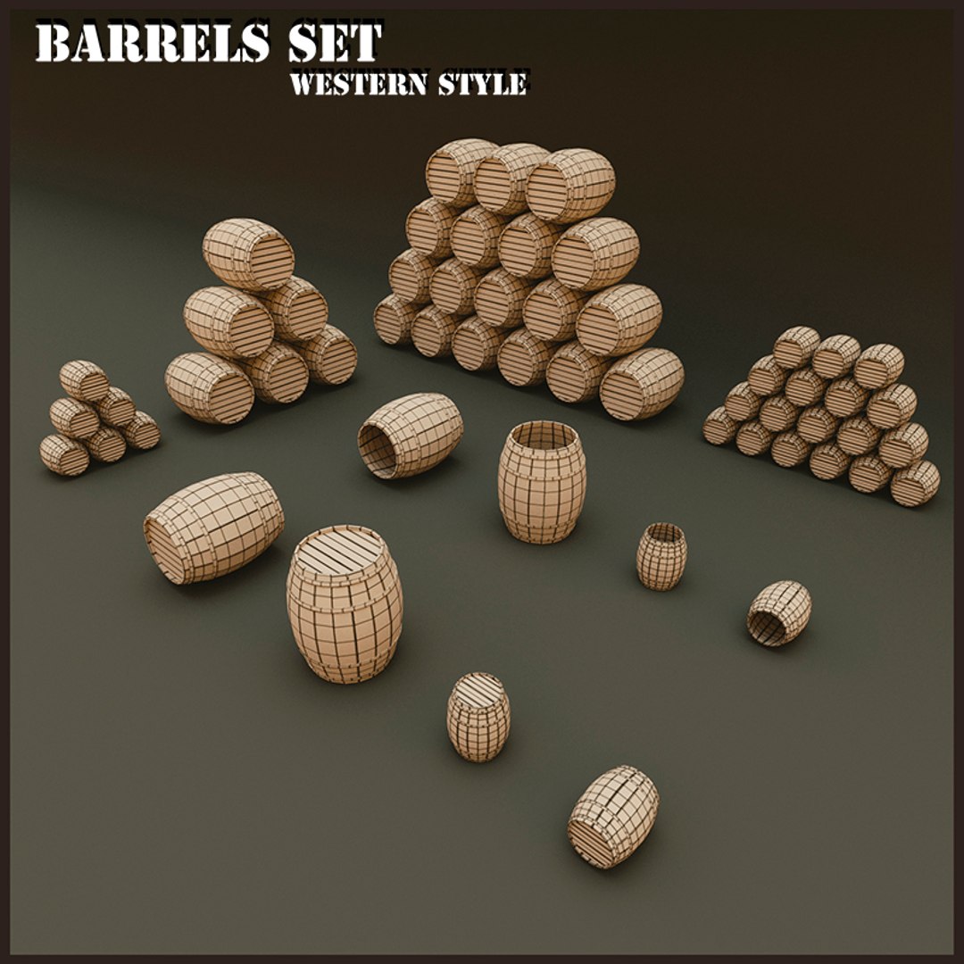 3d Set Barrels Model