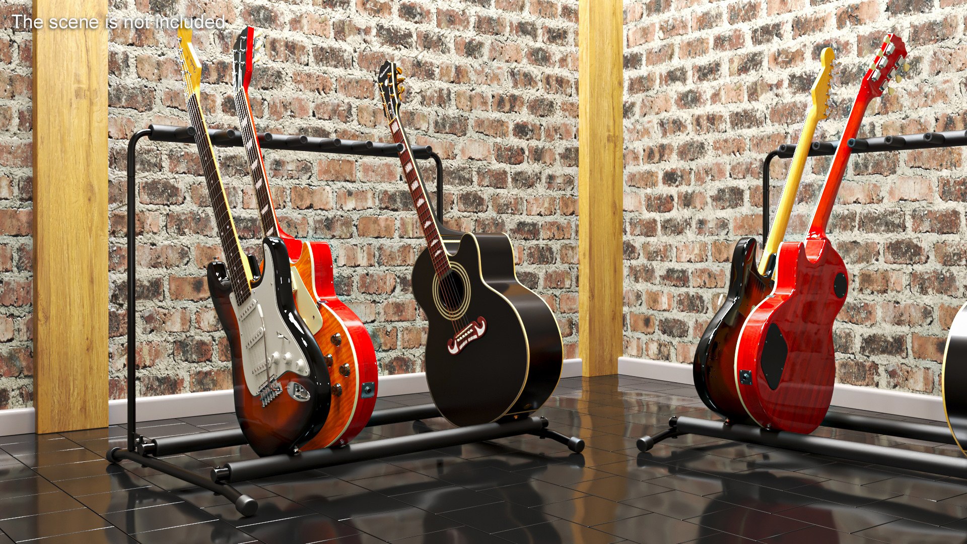 Multiple Guitar Rack Stand With Guitars 3D Model - TurboSquid 2346109
