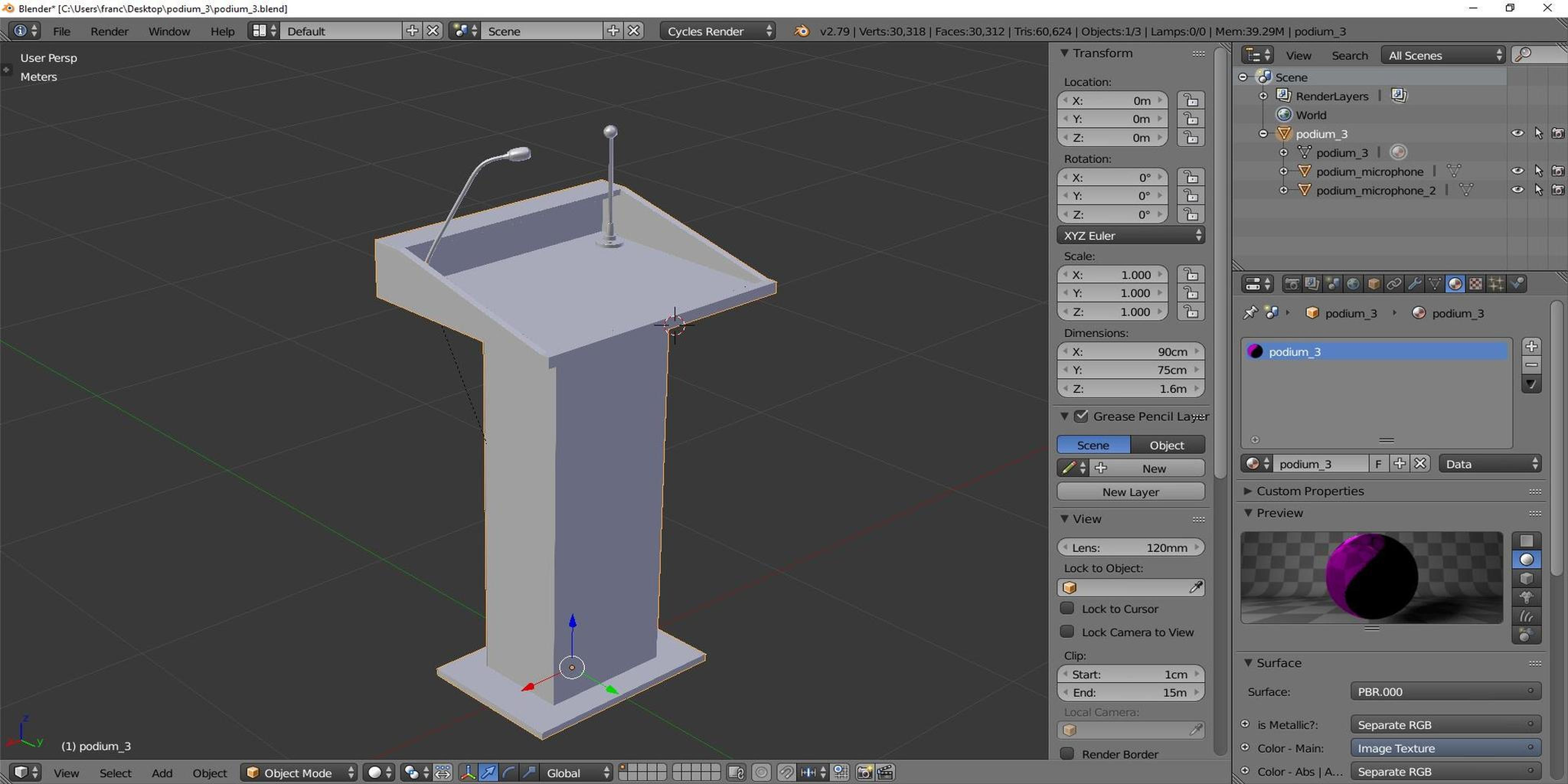 Tribune podium 3 3D model - TurboSquid 1442522