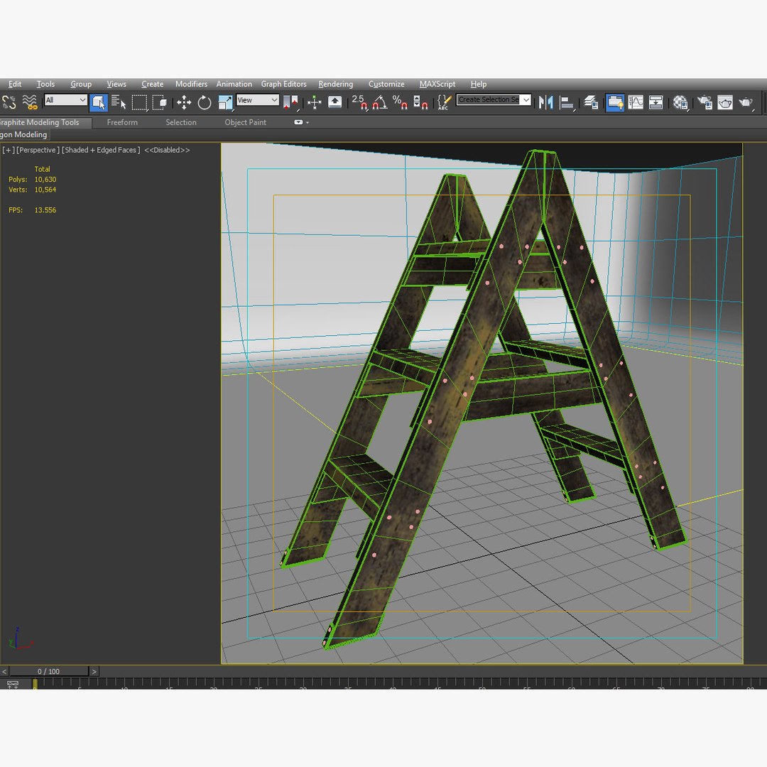 Realistic Antique Ladder 02 3d Max