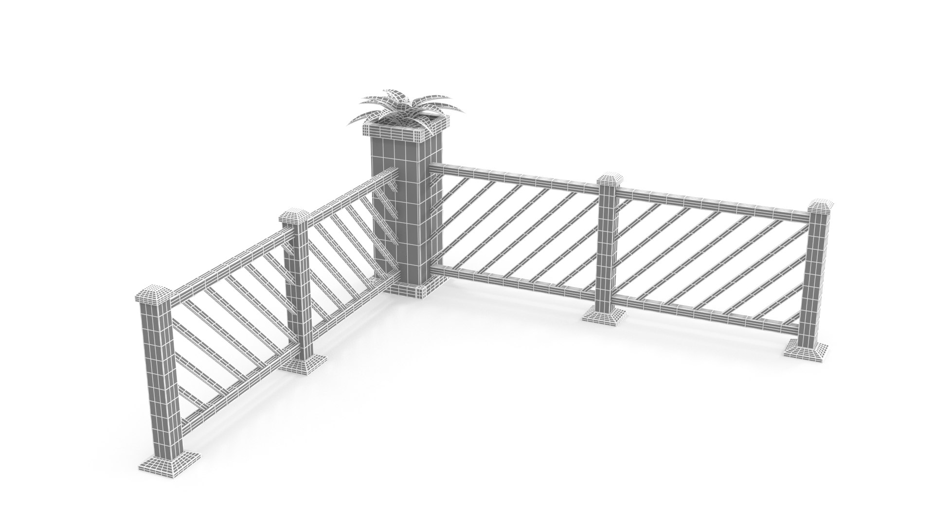 Stylized Metal Fence With Flower 3D Model - TurboSquid 2348050