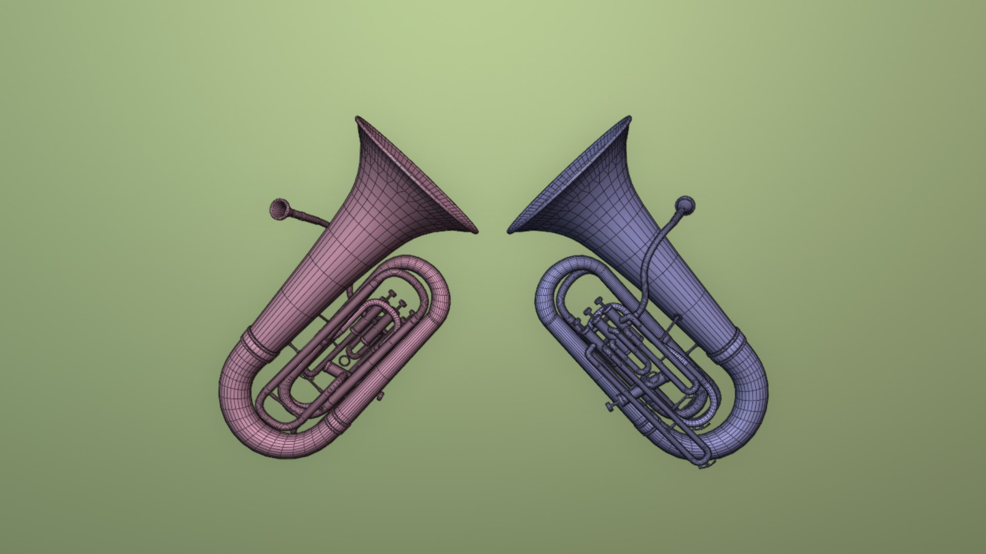 3d Tuba Three Materials Brass Copper And Silver Model Turbosquid 2255825