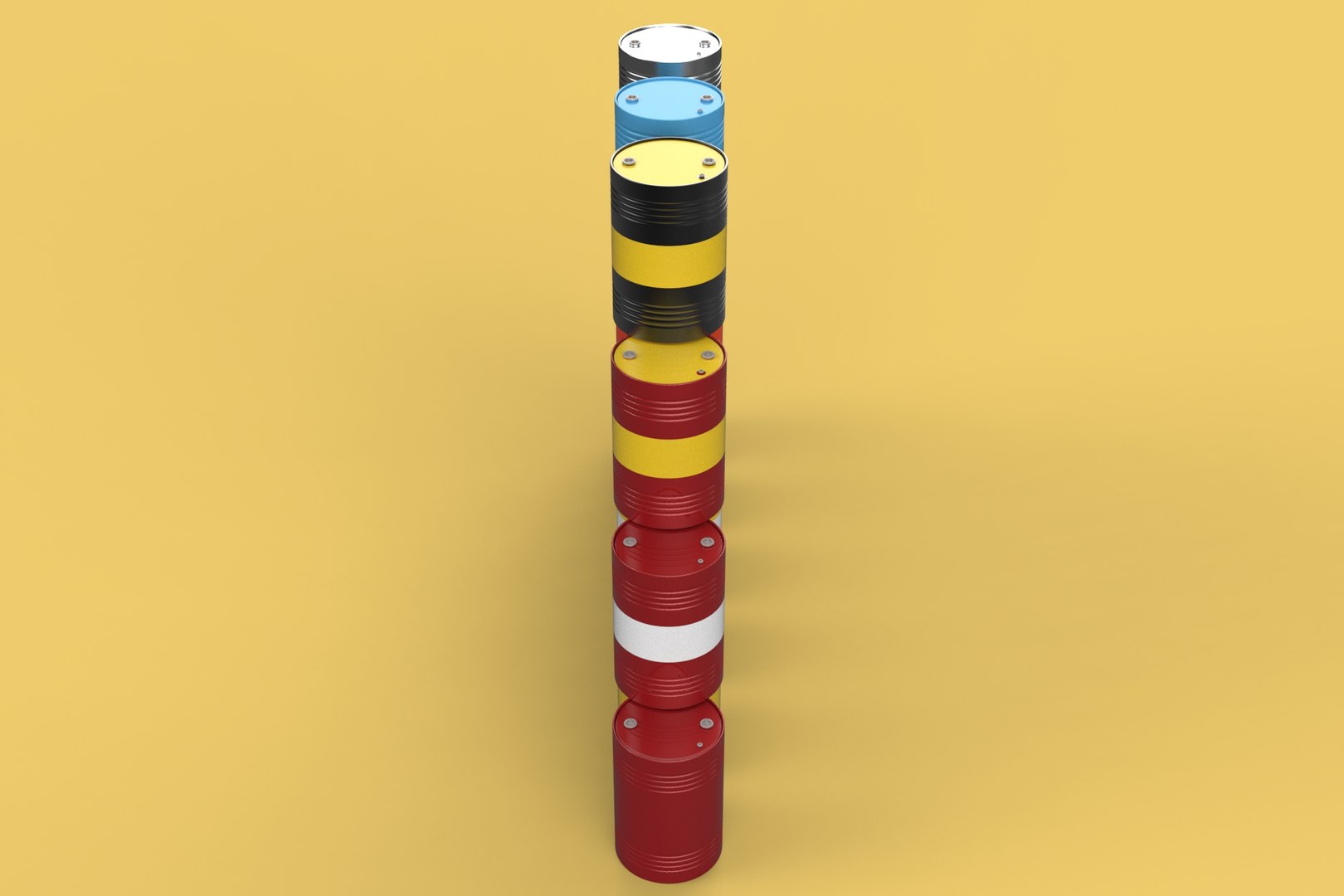 STACKED VARIOUS COLOR FUEL OIL STEEL DRUM GALLON BARREL GAS TANK 3D ...