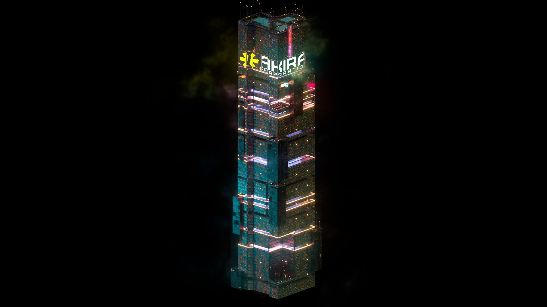 3D Sci-Fi Futuristic Cyberpunk Sci Fi City Building Skyscraper 31 ...