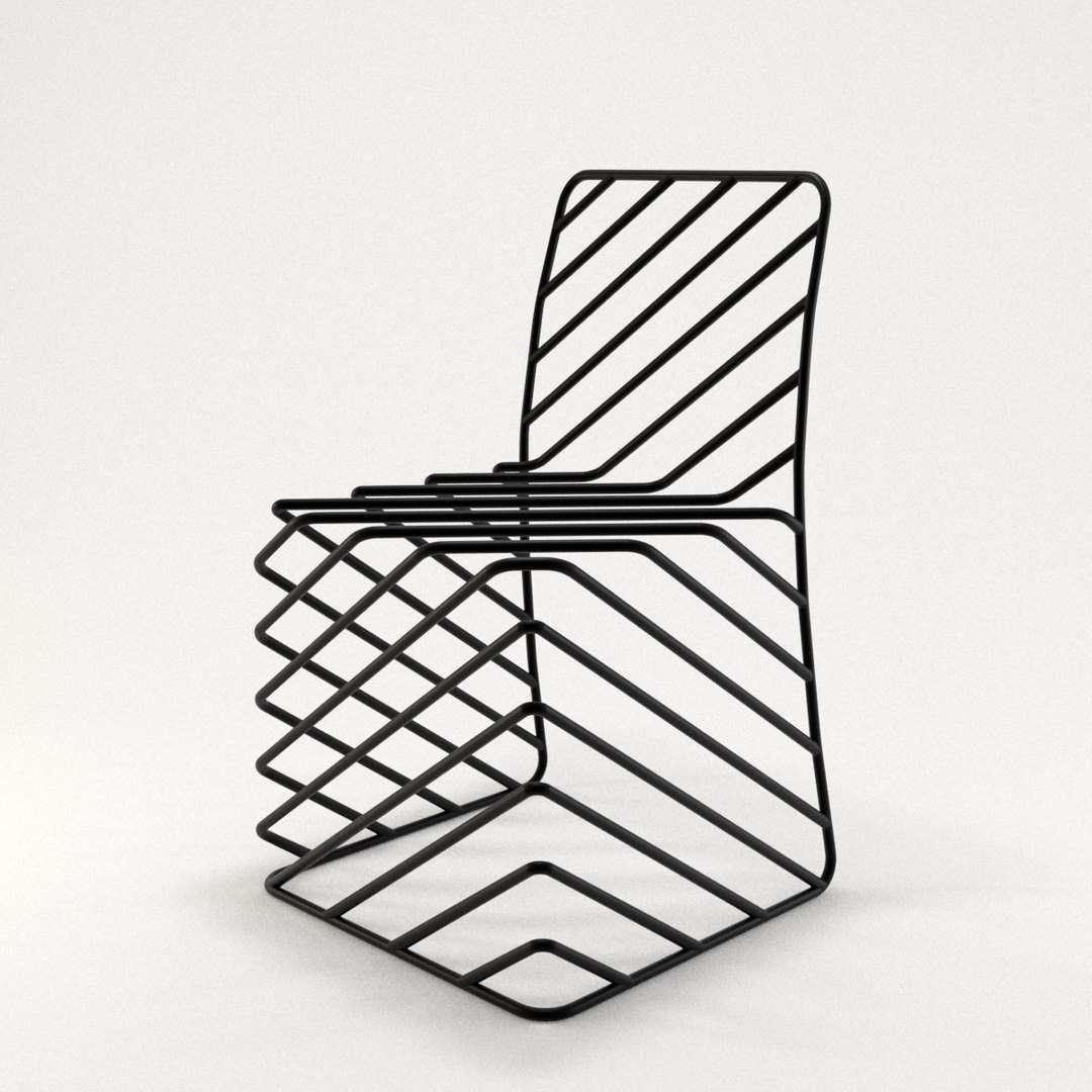 3D Black Lines Chair Model - TurboSquid 1643518