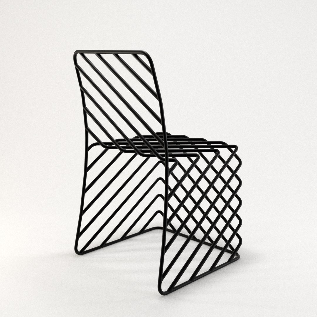 3D Black Lines Chair Model - TurboSquid 1643518