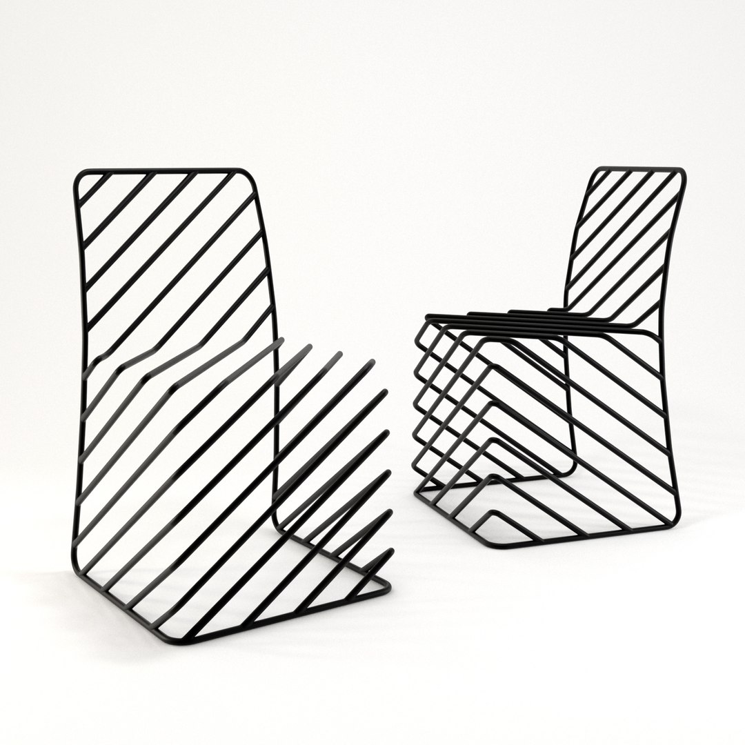 3D Black Lines Chair Model - TurboSquid 1643518